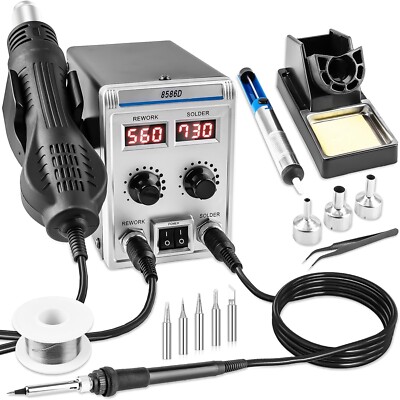 750W 2 In 1 Soldering Station LCD Digital Hot Air Gun Solder Rework ...