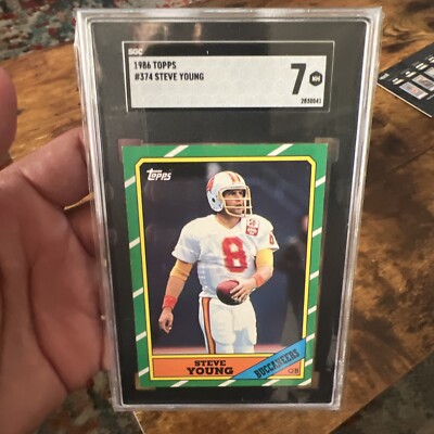 1986 Topps Steve Young Rookie Card RC #374 Football SGC 7 49ers ...