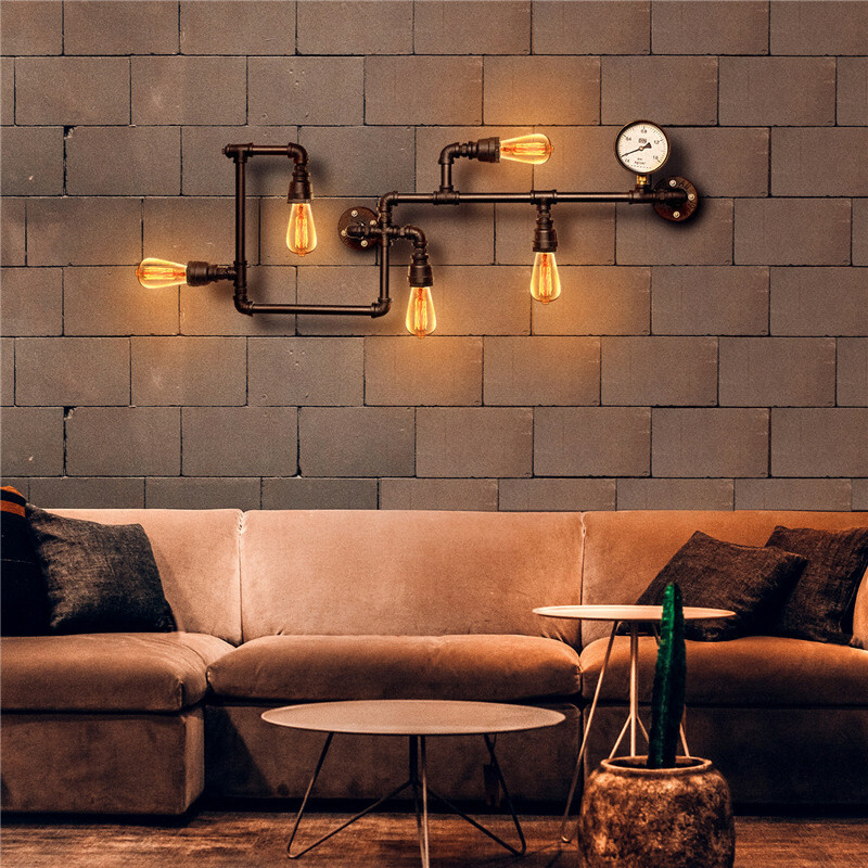 Industrial Edison Pipe Wall Sconce Conduit Pipe Multi Arm Wall Light