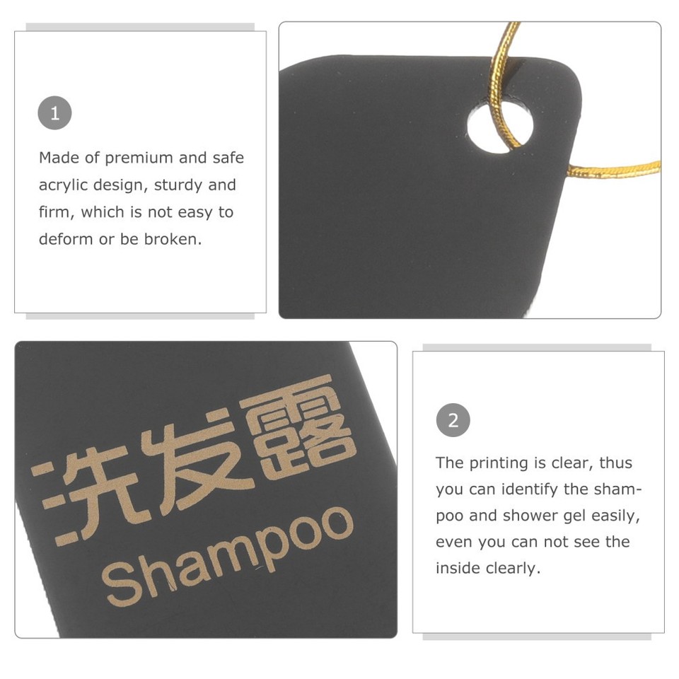 1 Set Shampoo Label Tag Shower Gel Tag Acrylic hotel bathroom labels ...