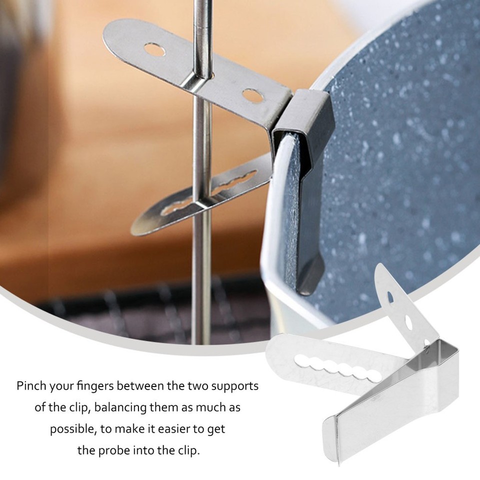 2 pcs Stainless Steel Probe Clip Holder Kitchen Thermometer Holder ...