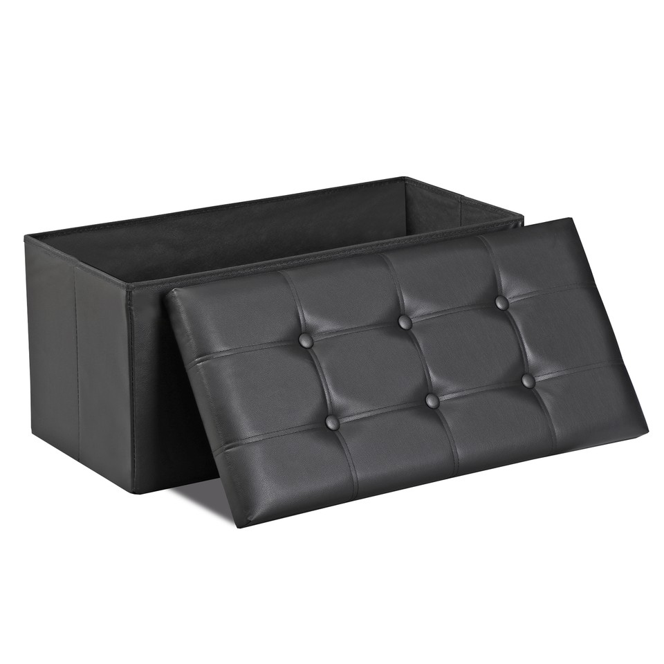 Folding Storage Ottoman Bench Chest Footrest Stool Toy Box for Living ...