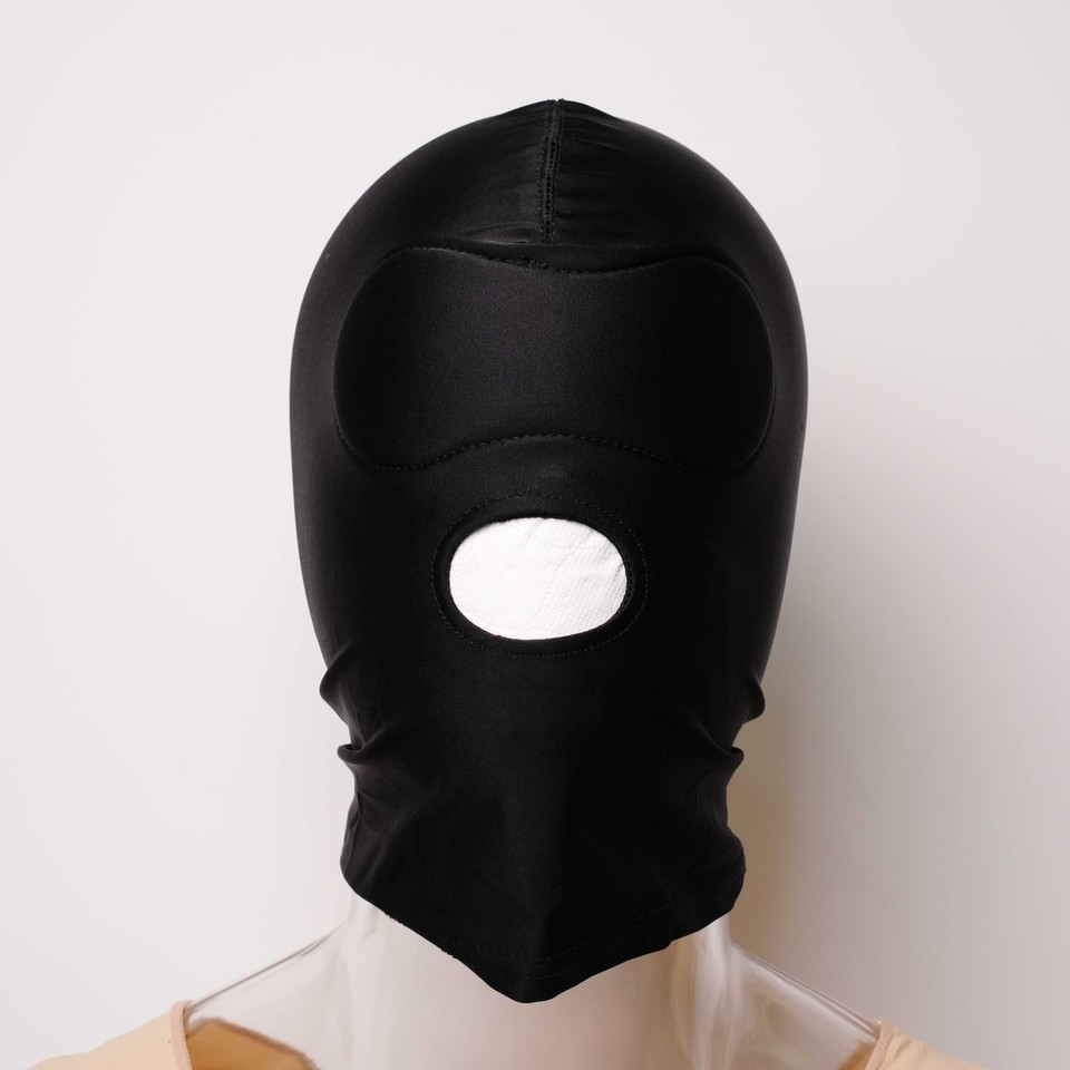 Black Face Mask Elastic Breathable Open Eyes Mouth Spandex Costume Hood ...
