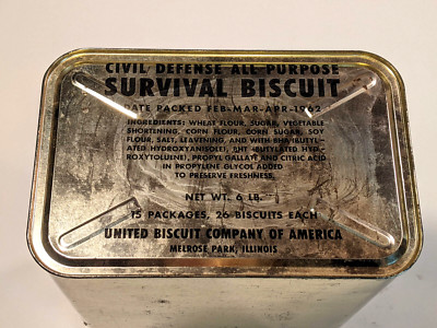 1962 Civil Defense Survival Biscuits - Sealed 6 lb Can - United Biscuit ...