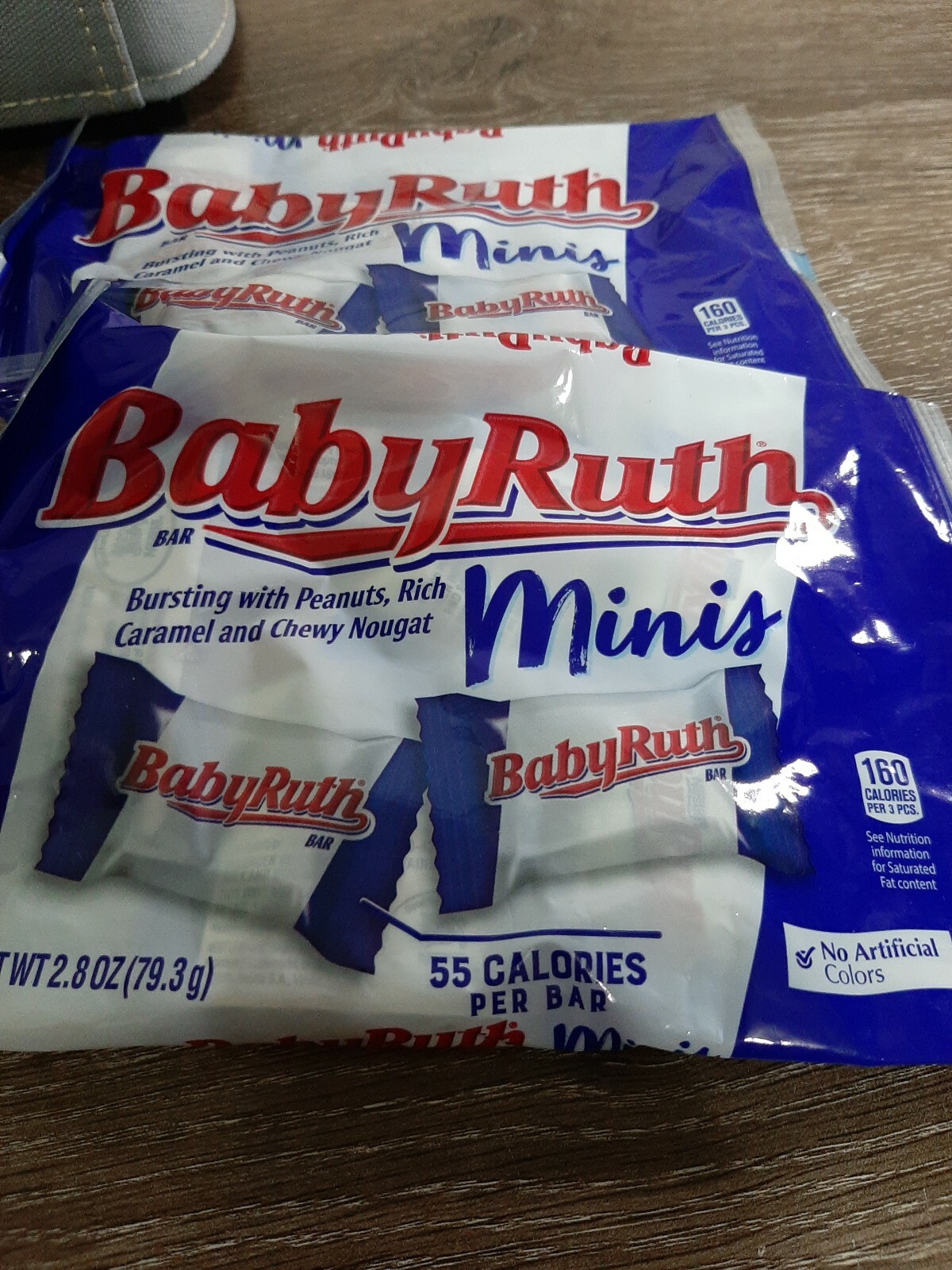 2 Bags of Baby Ruth Minis Candy Bars. 2.8oz Bags. 55 calories per bar ...
