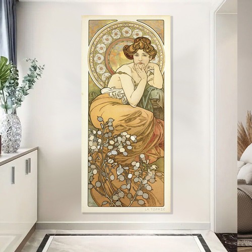 ALPHONSE MUCHA THE PRECIOUS STONES TOPAZ 1900 PRINT ON STRETCHED CANVAS ...