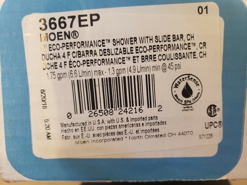 Moen 3667EP Eco-Performance Shower with Slide Bar, Chrome, Handshower ...
