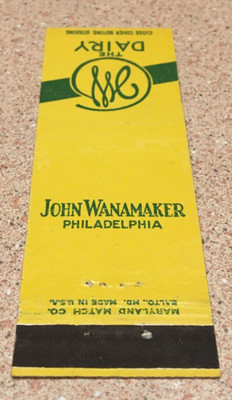 VINTAGE JOHN WANAMAKER THE DAIRY PHILADELPHIA PA OLD MATCHBOOK COVER | eBay