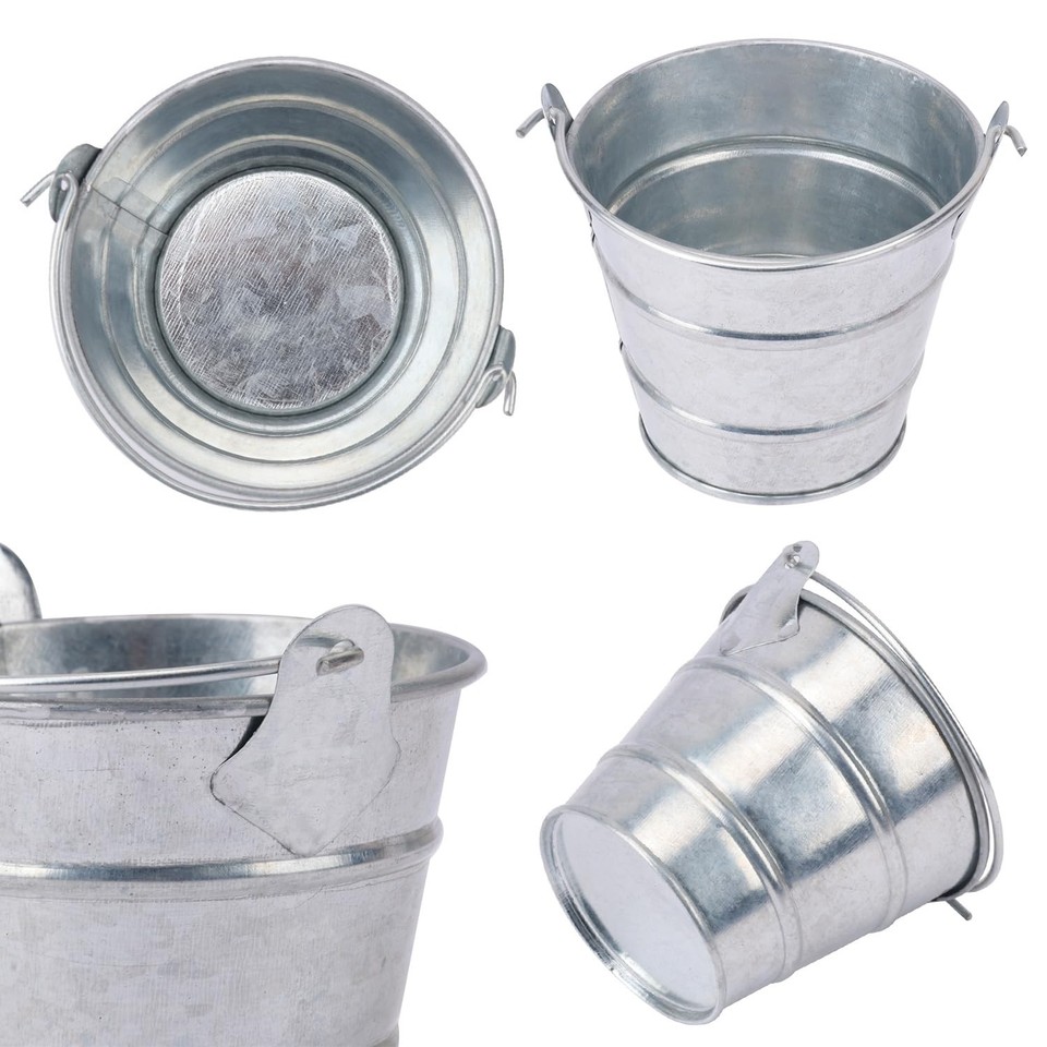 25 Pack 3 Inch Small Galvanized Metal Buckets with Handles, Mini Tin ...