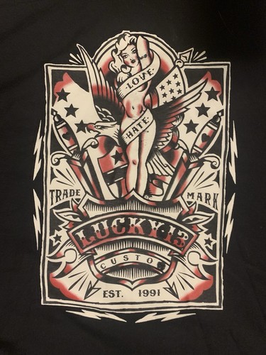 Lucky 13 Black Button Up Shirt Size XXXXL Punk Rock Oi Psychobilly Hot ...