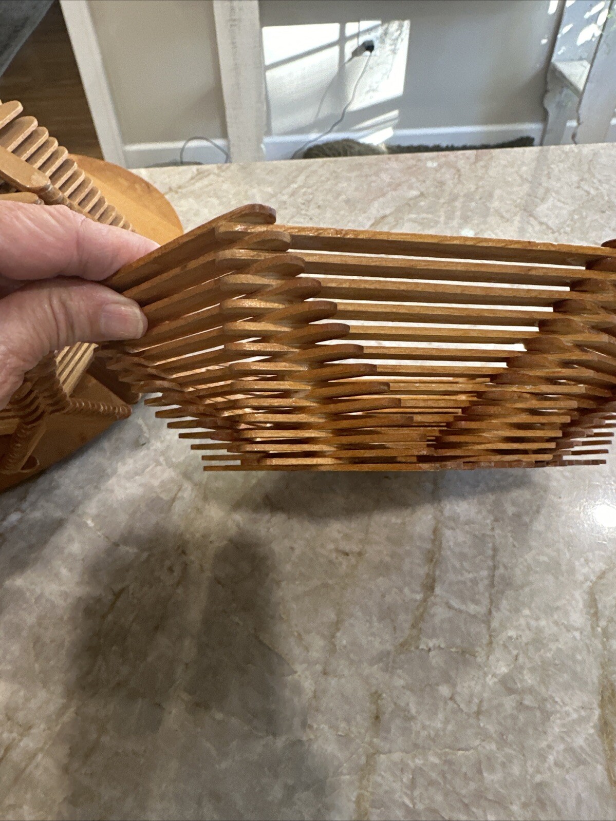 VINTAGE HAND MADE WOOD POPSICLE PURSE BAG W WOOD BEAD HANDLE & Bowl | eBay
