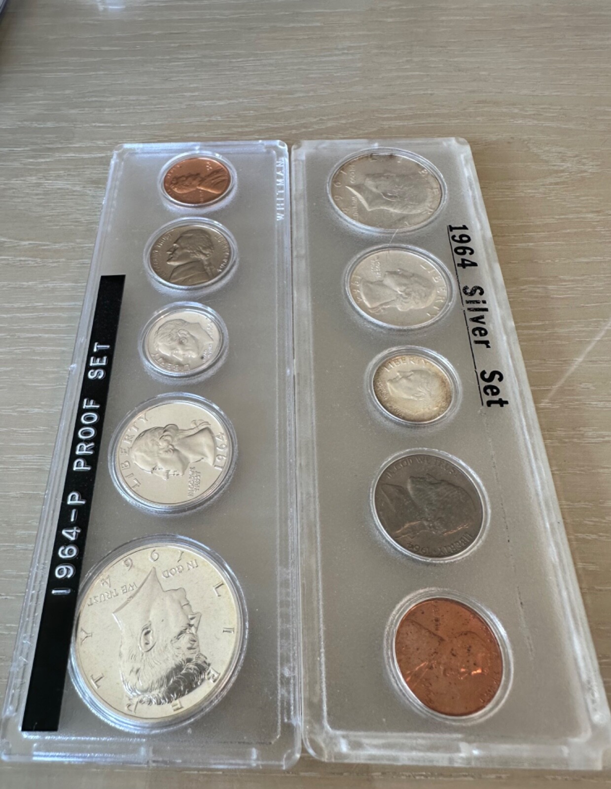 Two 1964 Mint Silver Sets Whitman Holder one Proof & One Toned High ...