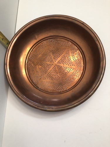 vintage copper colander strainer pan farm house decor sifter sieve ...