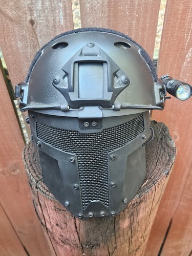 Tactical Fast Helmet with Metal Riot Face Shield Mad Max Paint Ball Air ...