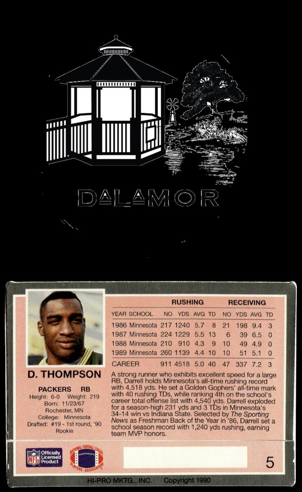 1990 Action Packed Rookie Update #5 Darrell Thompson Near Mint or ...