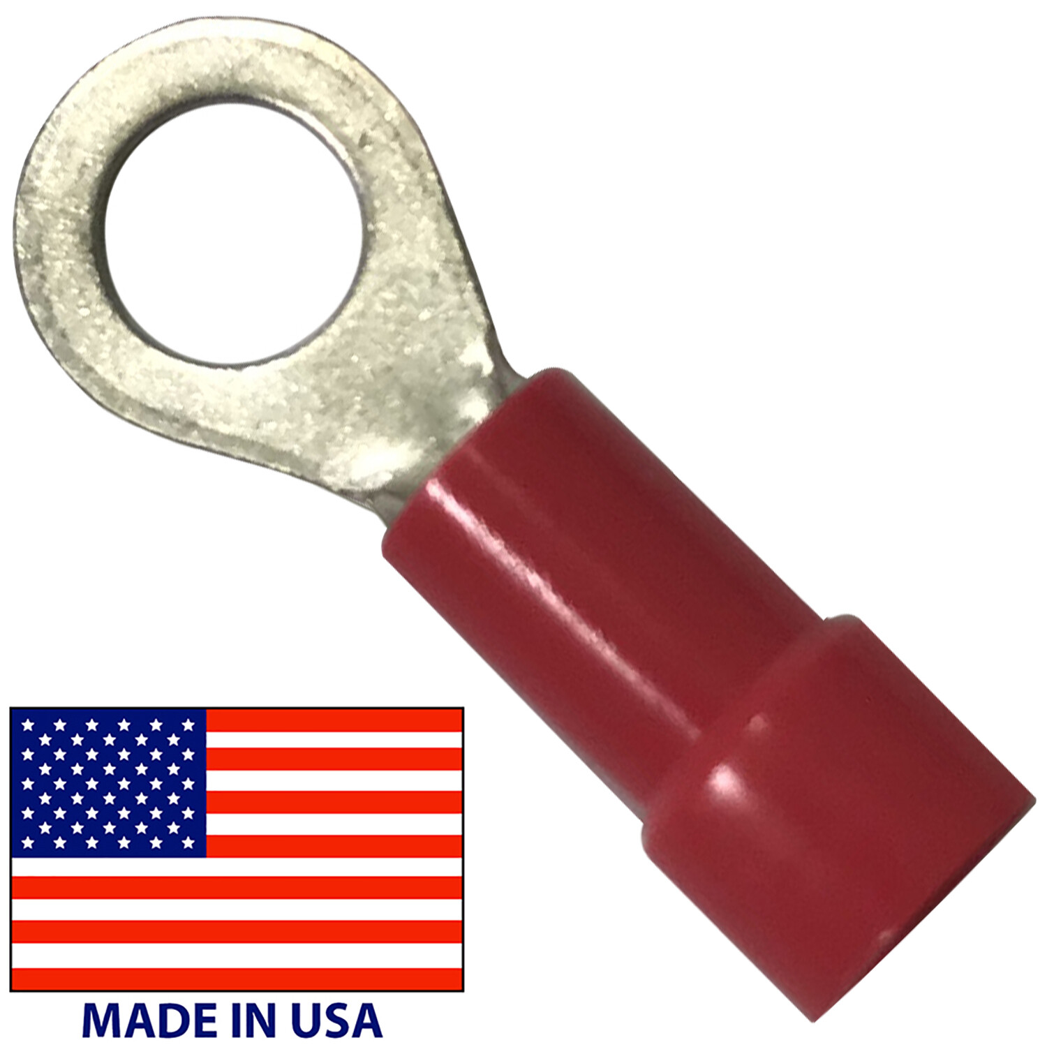 Vinyl Insulated Red Ring Terminal 22-18 Gauge 1/4" Stud Connector - 100 ...