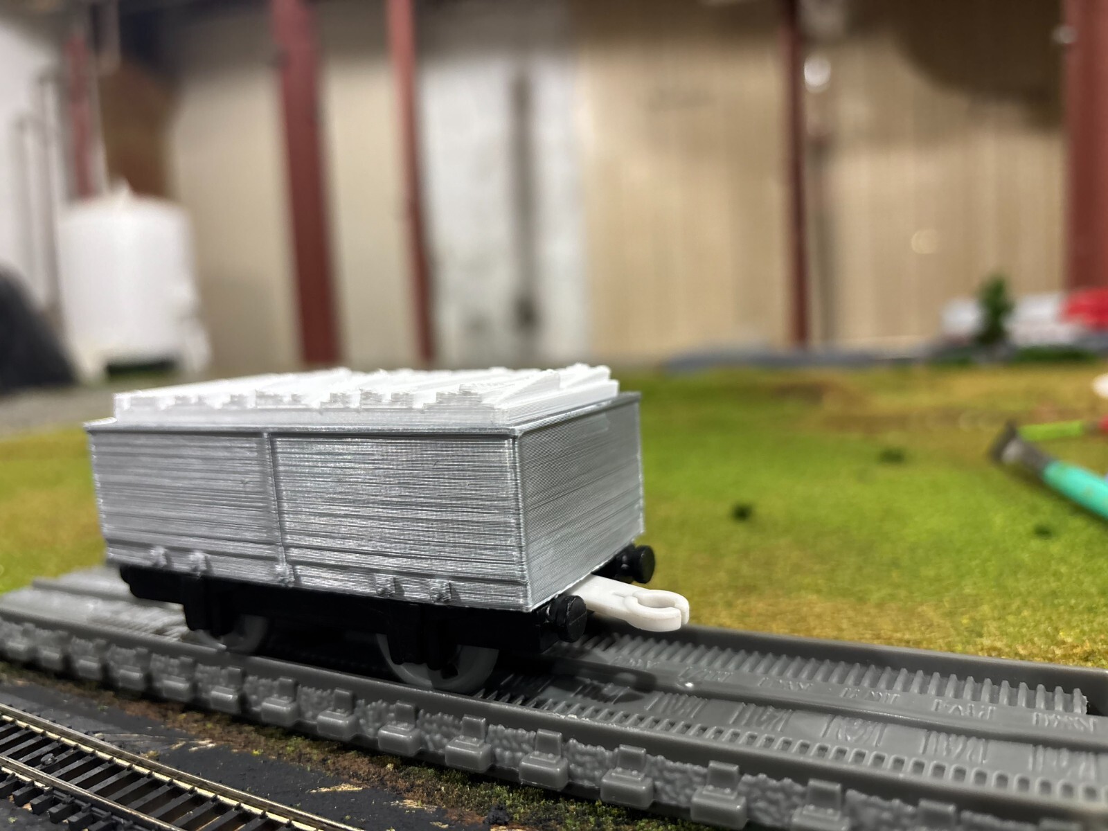 Custom 3d printed trackmaster Open end door wagon shell with slate load ...