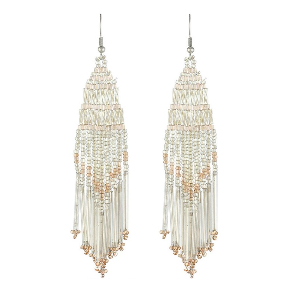 Multi Beads Woven Long Dangle Earrings Bohemian Beads Drop Earrings ...