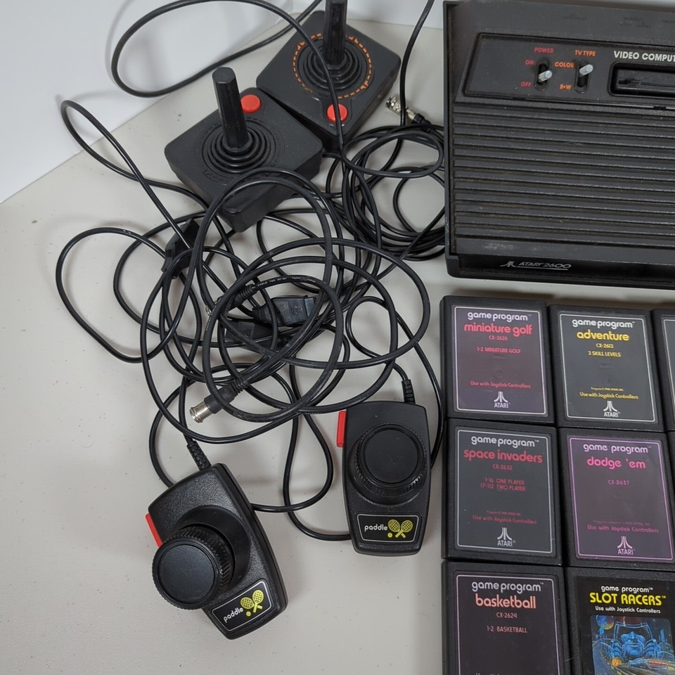 Atari 2600 Console, 12 Games Lot 3 Joy Stick, 2 Paddles, Touch Pad ...