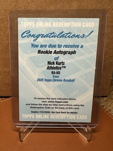 2025 Topps Chrome Nick Kurtz Rookie Auto - Topps Redemption Card | eBay