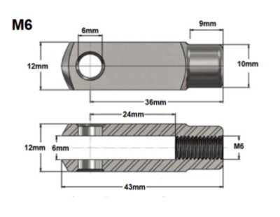 STOCK CLEARANCE - Long Clevis - M6x1 Thread - 6mm Pivot - FREE UK ...