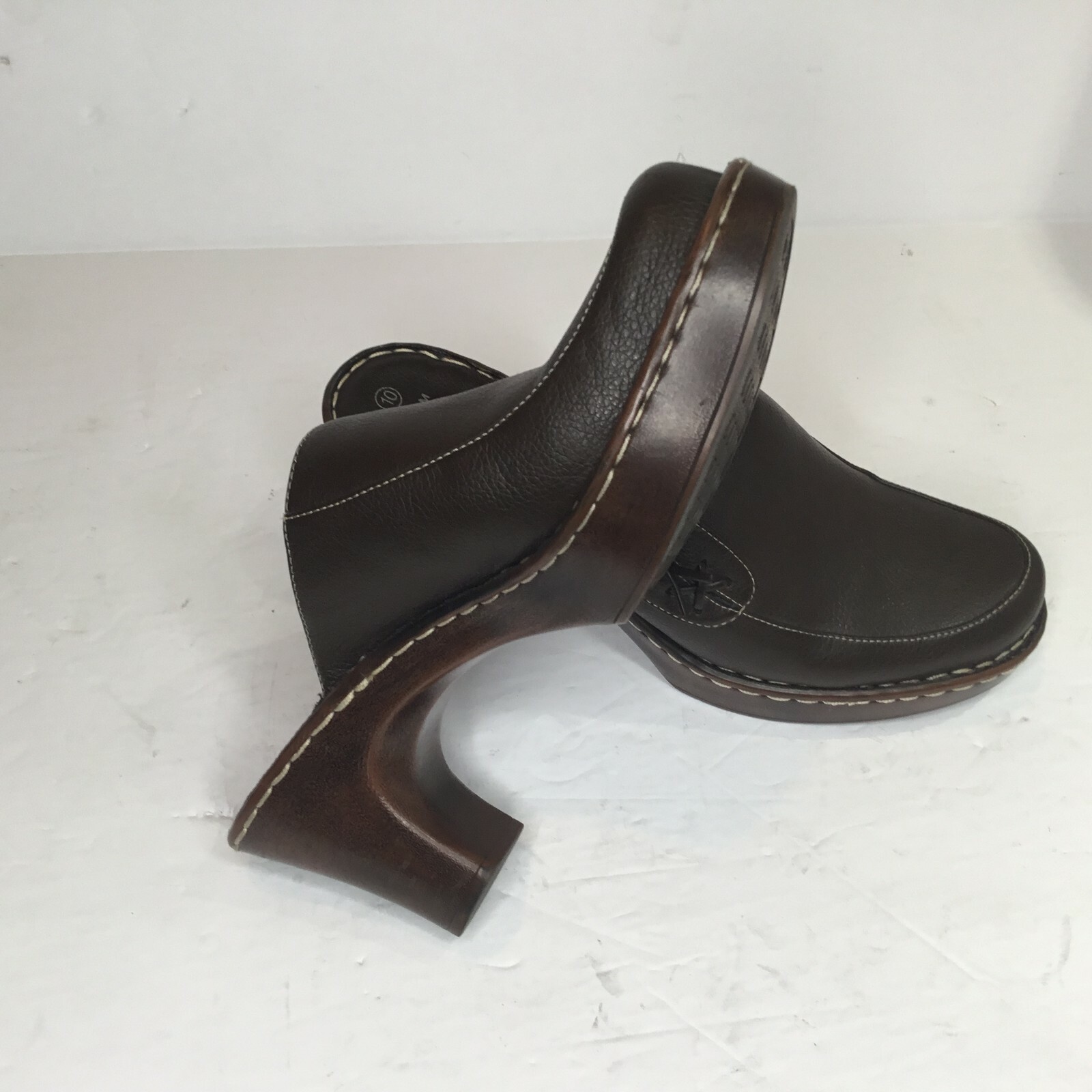 Cherokee Womens Brown Leather Wedge Mules Clogs Shoes US 10 | eBay