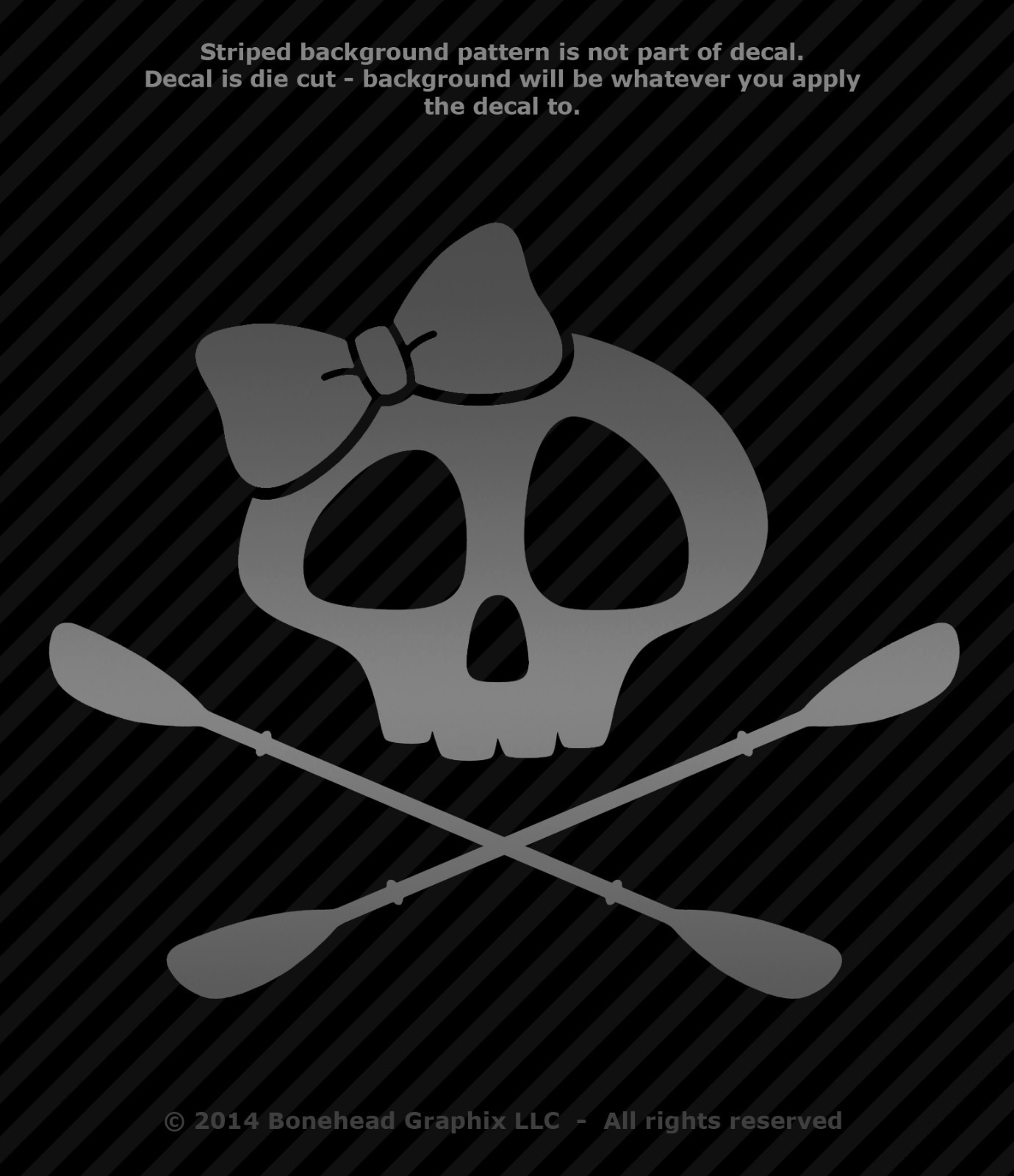 Skull With Bow and Oars Paddles Kayak Canoe 13.5 inch Vinyl Decal ...