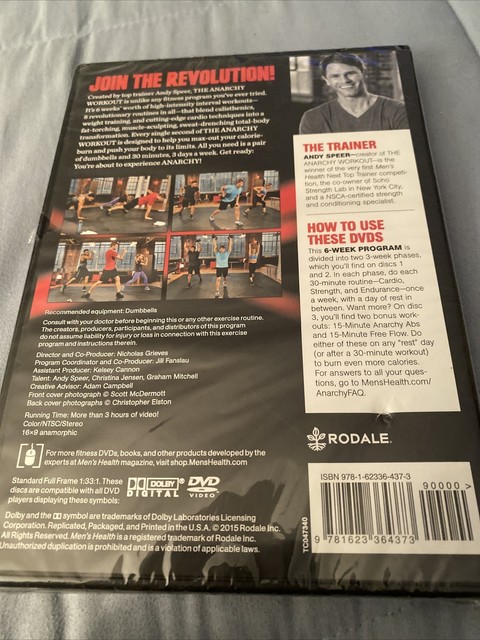 The Anarchy Workout DVD Created by Men's Health Andy Speer 3 Disc Set ...