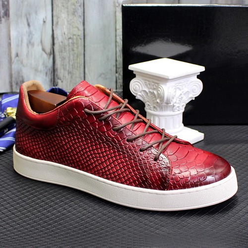Lace Up Mens Real Leather Casual Dress Round Toe Snakeskin Print Flats ...