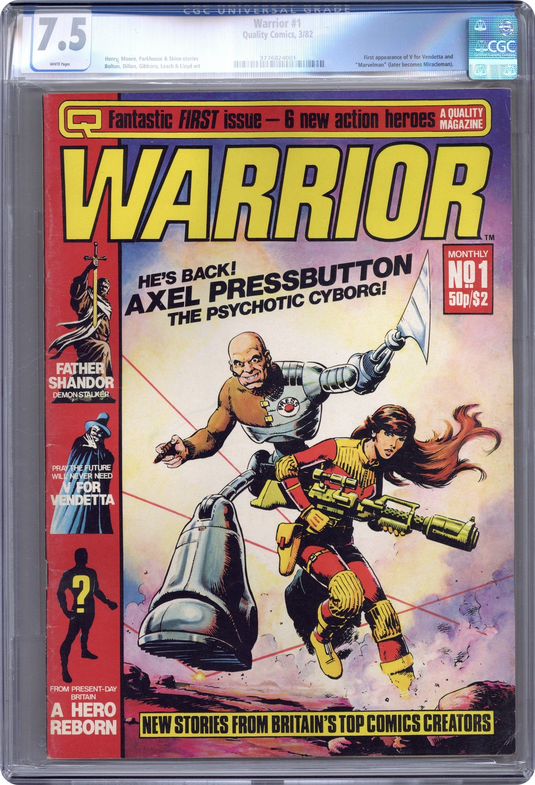 Warrior UK #1 CGC 7.5 1982 3776824001 1st app. Alan Moore's MarvelMan ...