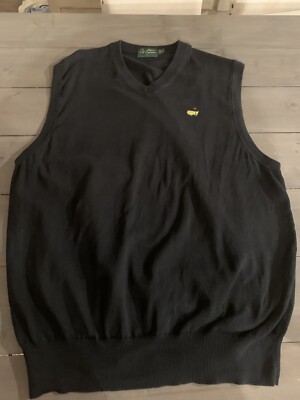 Men's Size L Masters Golf Black Sweater Vest V Neck Pima Cotton Amen ...