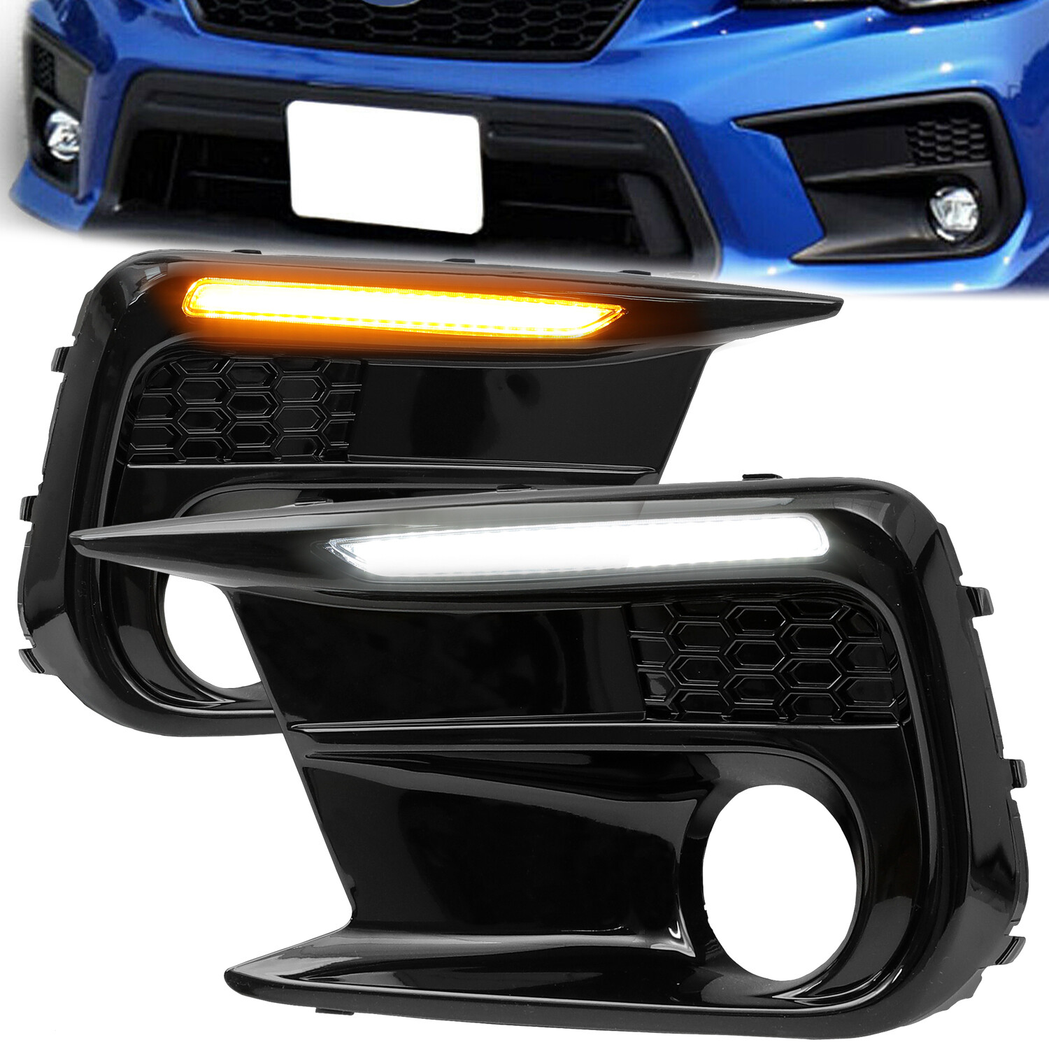 For Subaru WRX STI 18-21 Switchback Sequential LED DRL Fog Light Cover ...