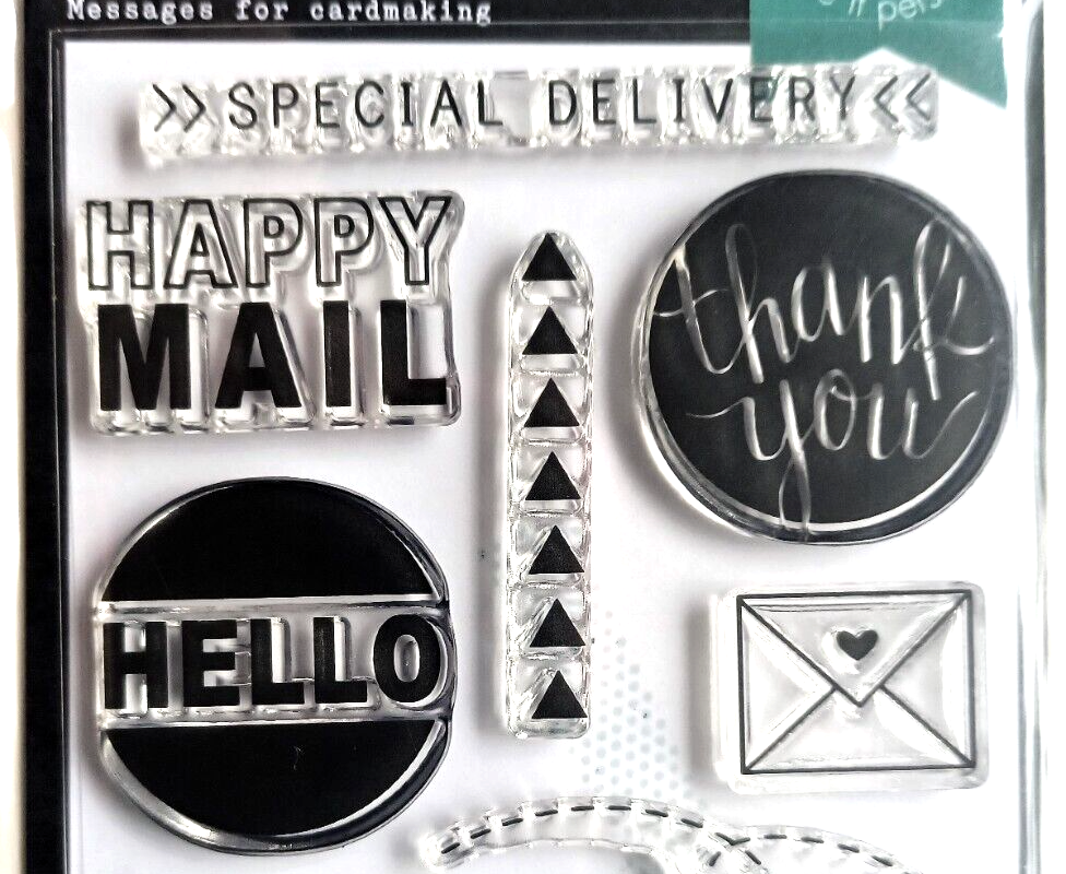 Happy Mail Sayings Greetings 3x4" Poly Clear Stamp Set Hero Arts CM427 ...