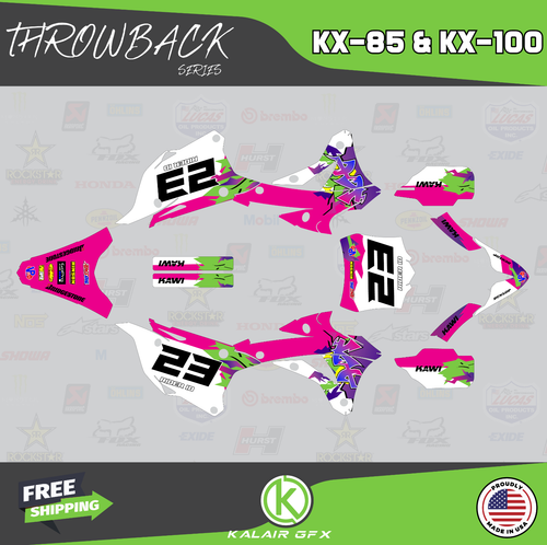 Graphics Kit for Kawasaki KX85 KX100(2014-2021) KX 85 KX 100 Throwback ...