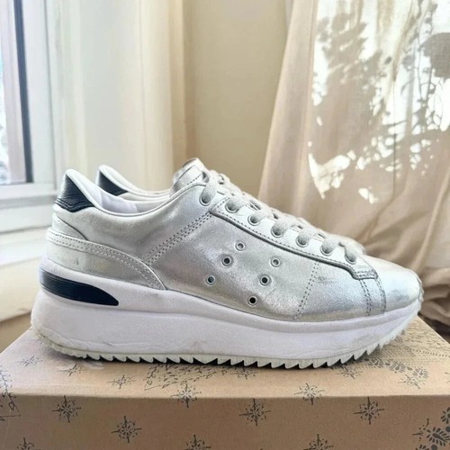 Onitsuka Tiger Platform Metallic Silver Sneaker Shoes Lace Up M6 ...