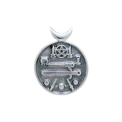 Wiccan Witches Cauldron 925 Sterling Silver Pendant Magic Halloween ...