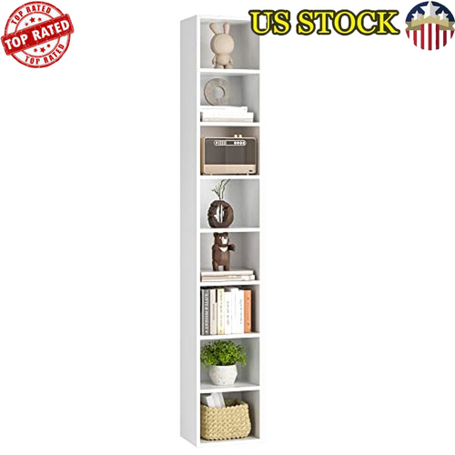 Adjustable 8-Tier Media Tower CD DVD Storage Cabinet 70.9" White ...