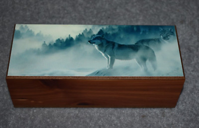 #4815 FROST WOLVES KEEPSAKE JEWELRY WOOD CEDAR BOX 3.5" X 8" | eBay