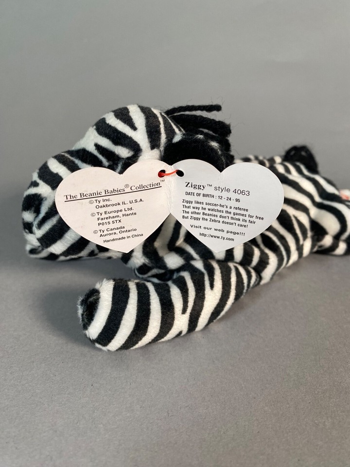 ZIGGY Zebra Retired TY Beanie Baby 1995 PVC Pellets | eBay