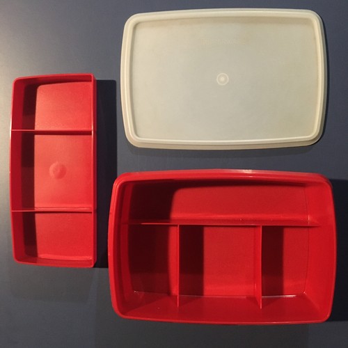 Tupperware Tuppercraft Red Stow N Go Container 767-12 Craft Lunch Box ...
