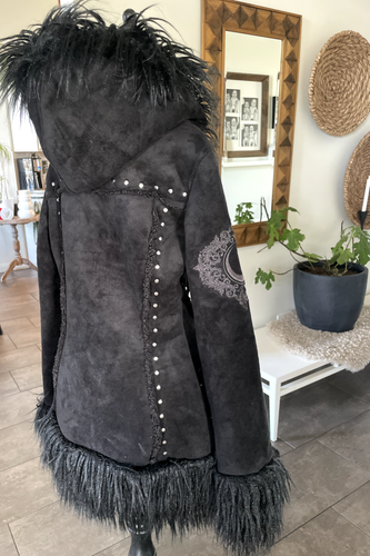 WOMEN'S KILLSTAR GOTHIC BLACK PENNY LANE STYLE COAT WITH FAUX FUR XS ...