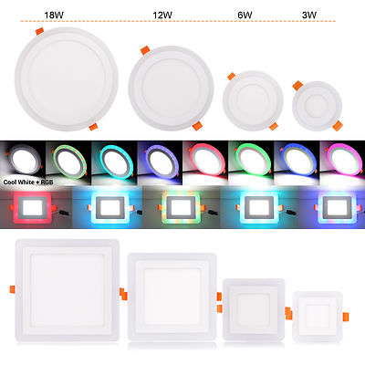 White RGB Dual Color LED Light Ceiling Recessed Panel Downlight Spot ...