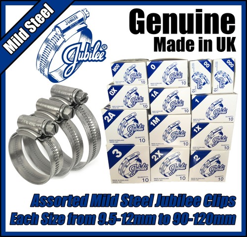 Assorted Genuine Jubilee Hose Pipe Clips 9.5-12mm to 90-120mm Set Kit ...