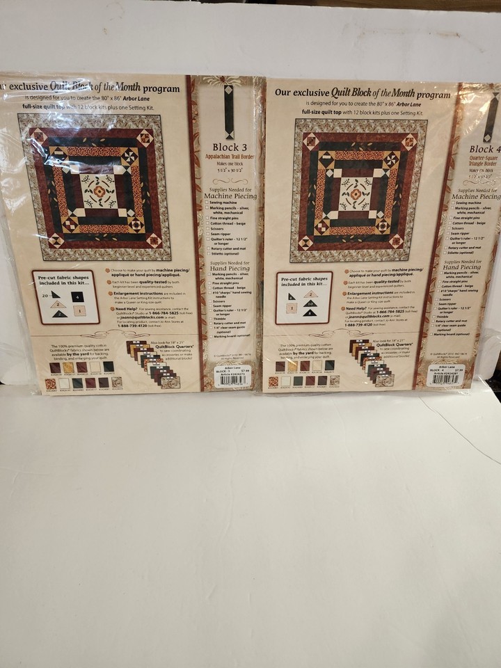 Jo-Ann Quilt Block Of The Month "Arbor Lane" 12 Months | eBay