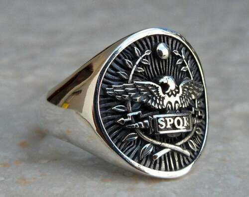Men's Special Roman Soldiers Legion "SPQR" Signet Ring In 935 Argentium ...