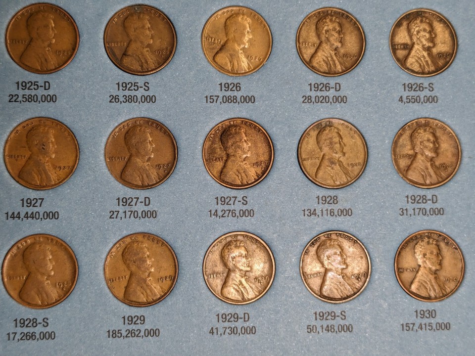 70 Coin Set 1909-1940 LINCOLN WHEAT PENNY CENT - Early Dates Collection ...