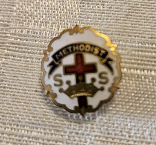 Vtg Little System and Cross Crown METHODIST SUNDAY SCHOOL Enamel Pin ...