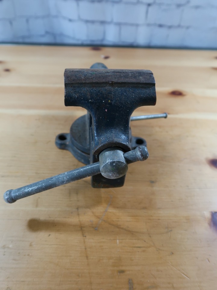 VINTAGE DUNLAP SWIVEL ANVIL BENCH VISE CAST IRON VICE,3-1/2”JAW MADE IN ...