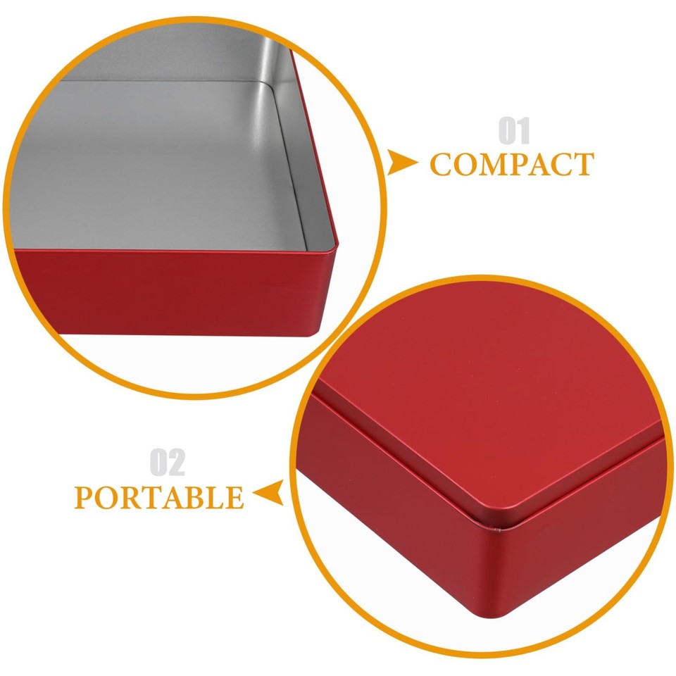 Tin Box with Lid Empty Square Metal Box Cookie Tins Large Containers ...