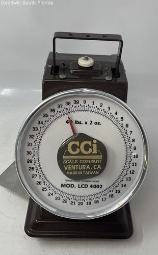 Vintage CCI Company White Brown 40lbs X 2oz Table Top Meat Dial Scale ...